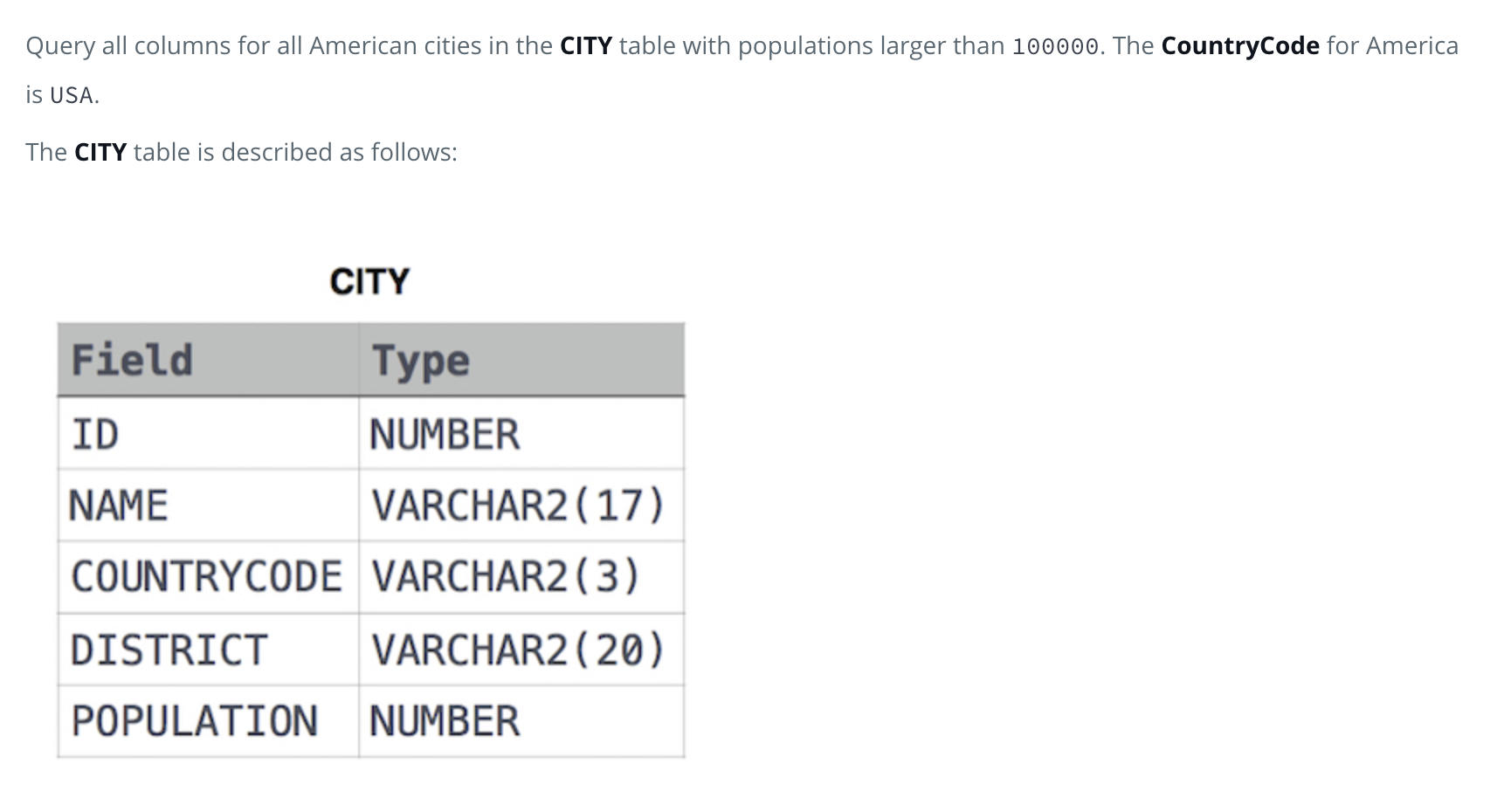 HackerRank/해커랭크-Revising the Select Query I-MySQL