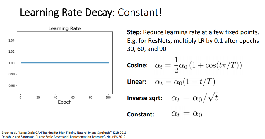 Learning rate Decay의 종류