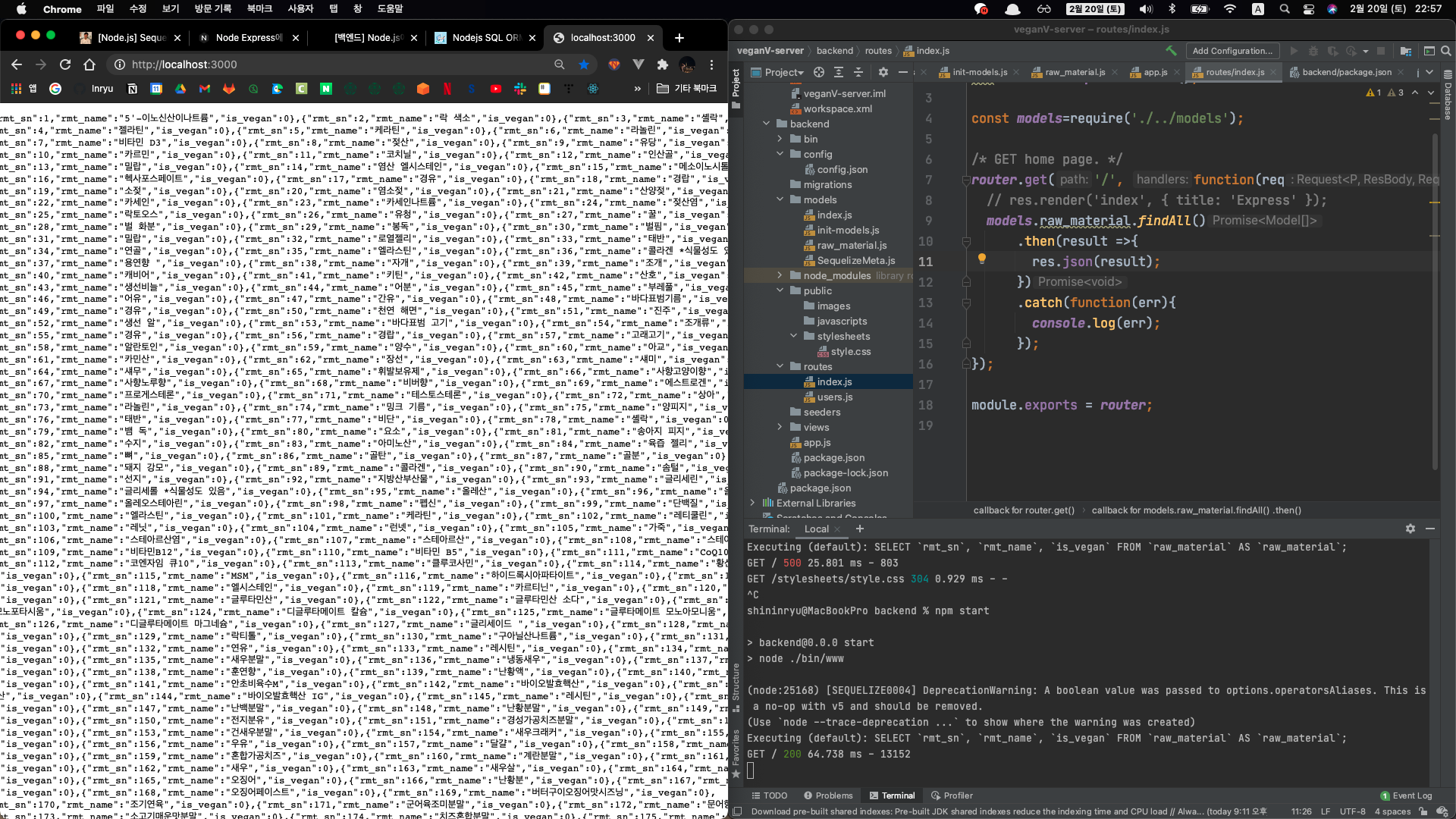 [node Js Mysql Sequelize] Vegan V 백엔드 구축하기