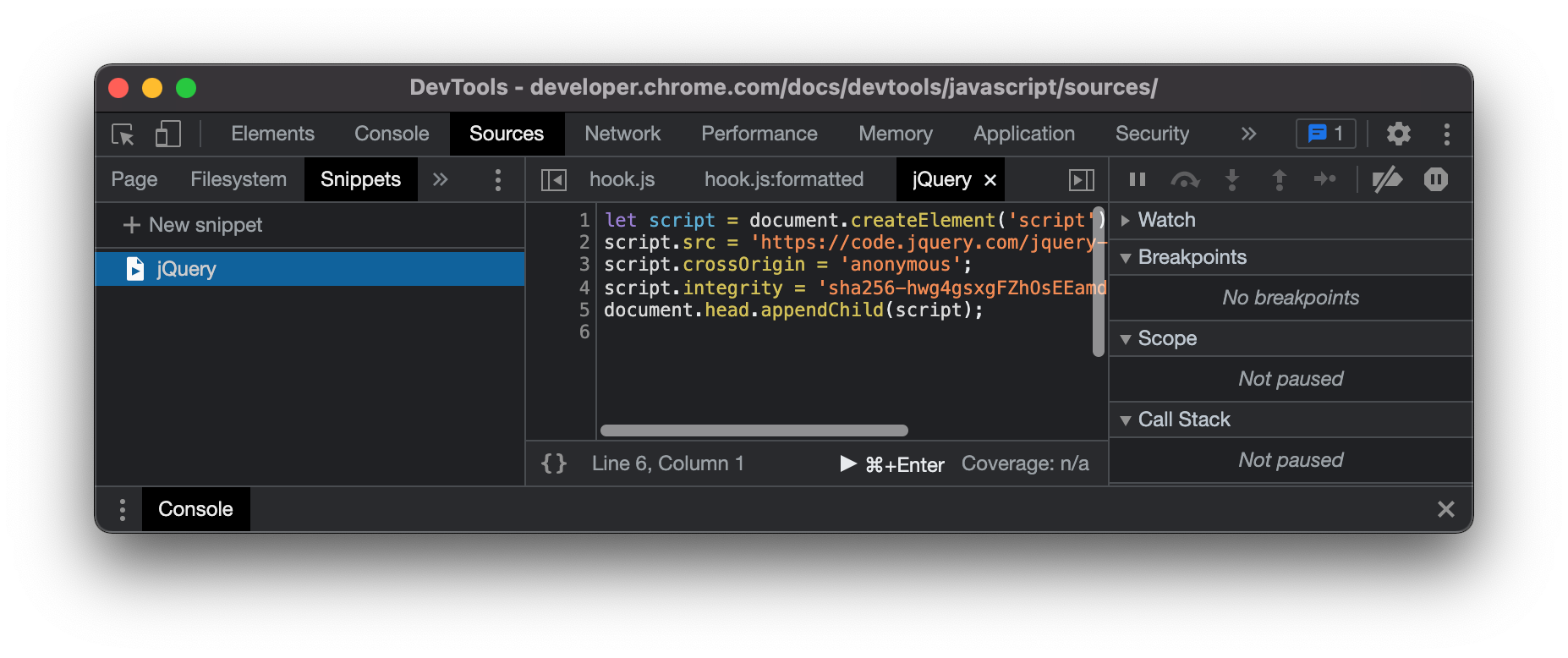 Chrome Devtools - Sources