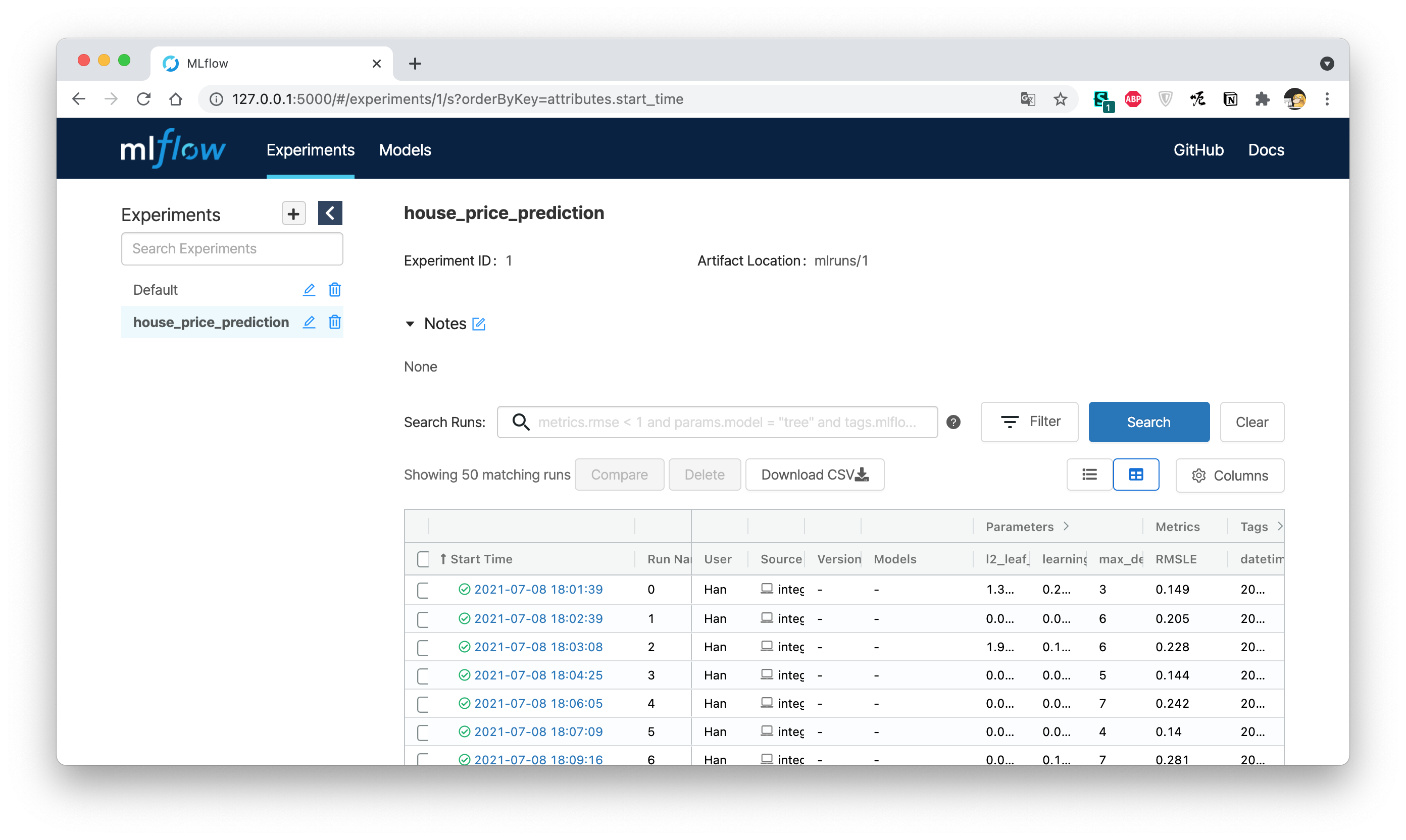 MLflow와 Optuna 이용하여 모델 튜닝하고 관리하기