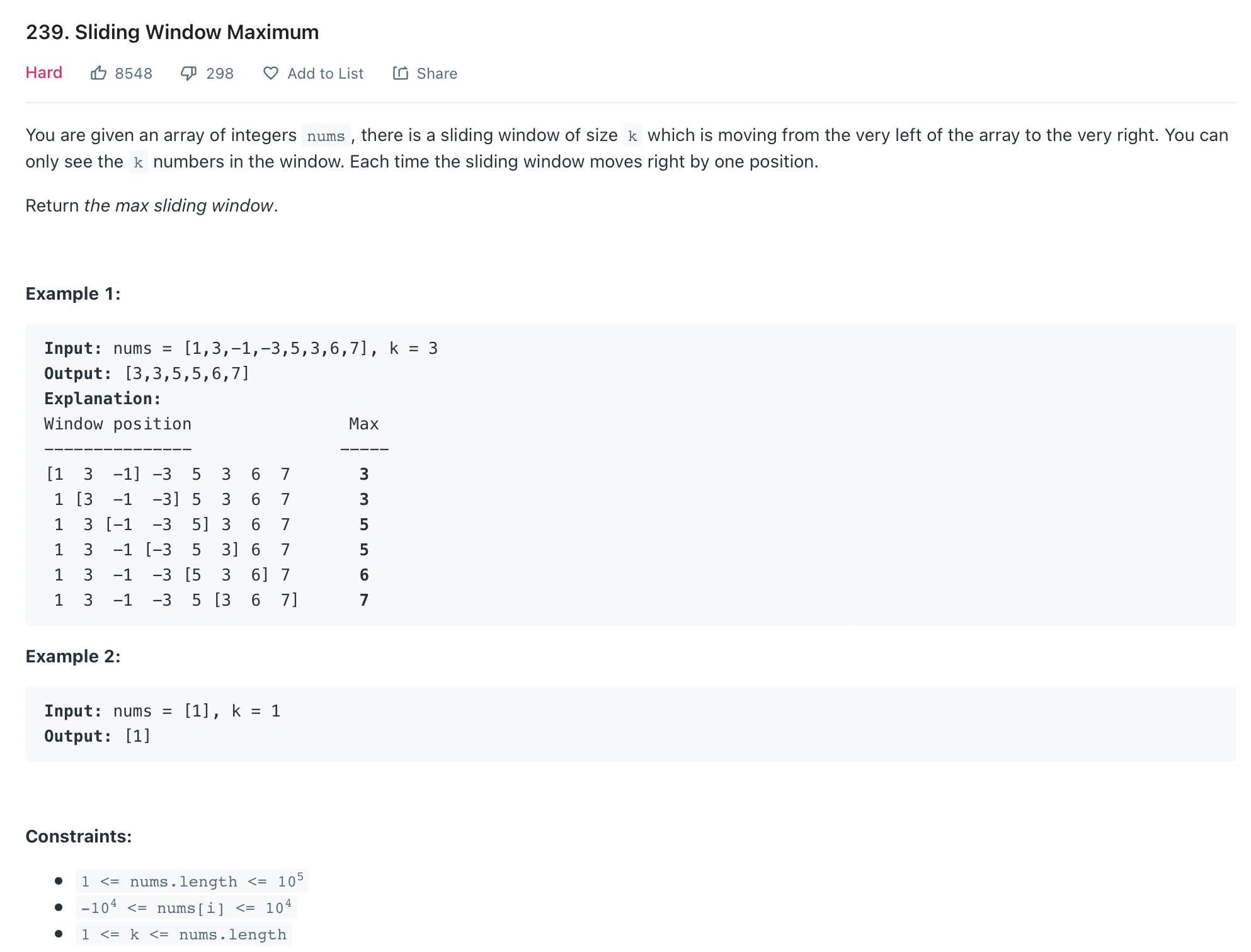 [Leetcode/C++] 239_Sliding Window Maximum