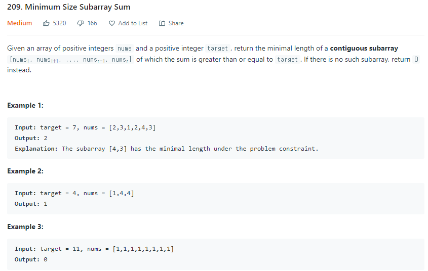 Minimum Size Subarray Sum